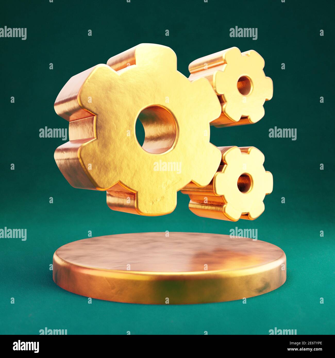 Cog Wheels icon. Fortuna Gold Cog Wheels symbol with Tidewater Green ...