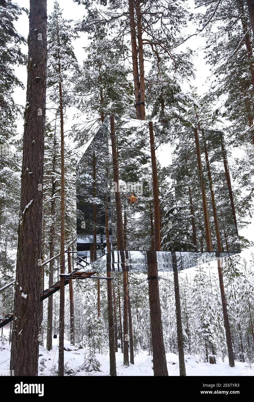 Sweden, Lapland, Norrbotten County, Harads, Mirrorcube, one of the ...
