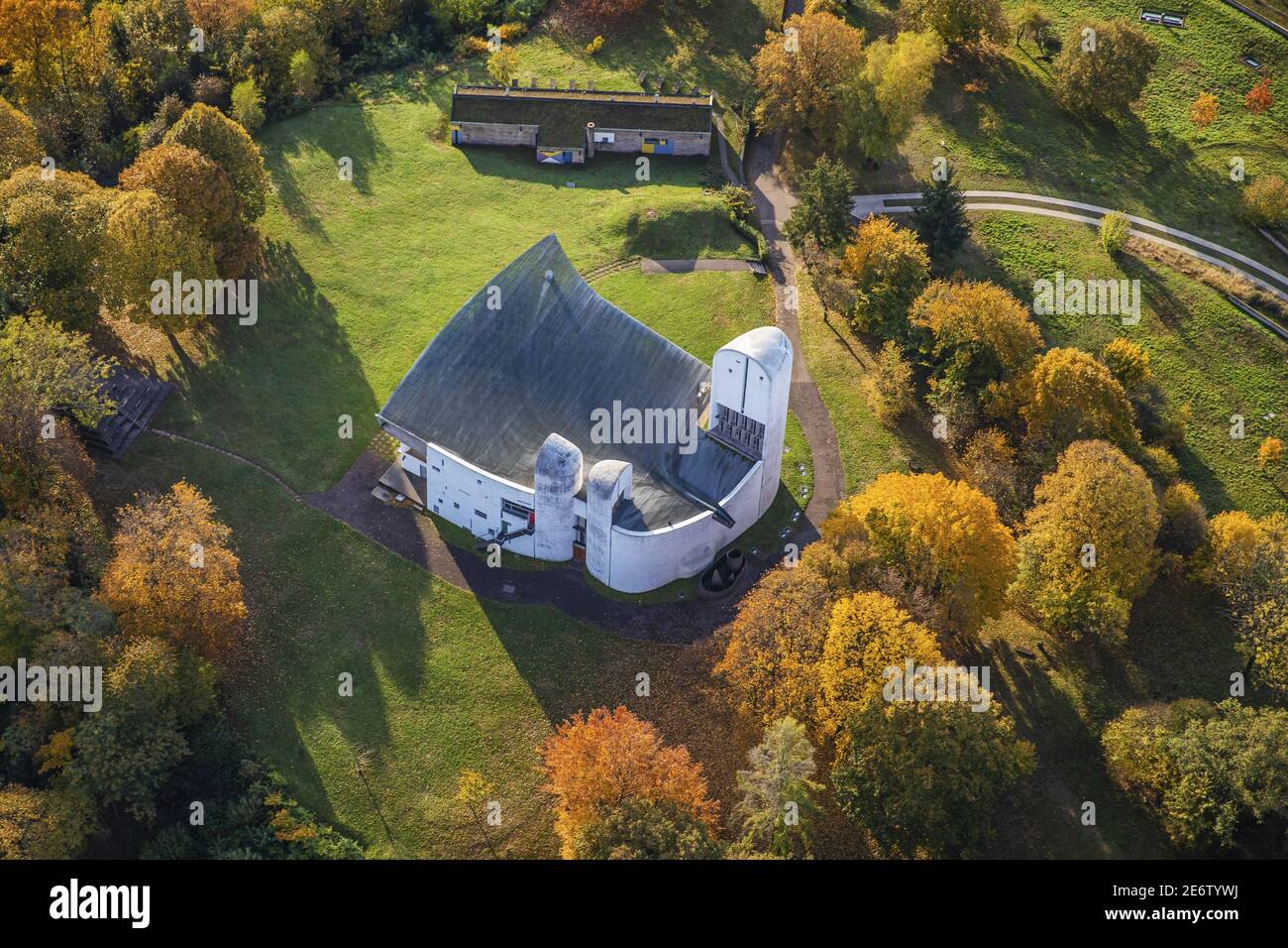 France, Haute-Saone, Ronchamp, Notre Dame du Haut by architect Le ...