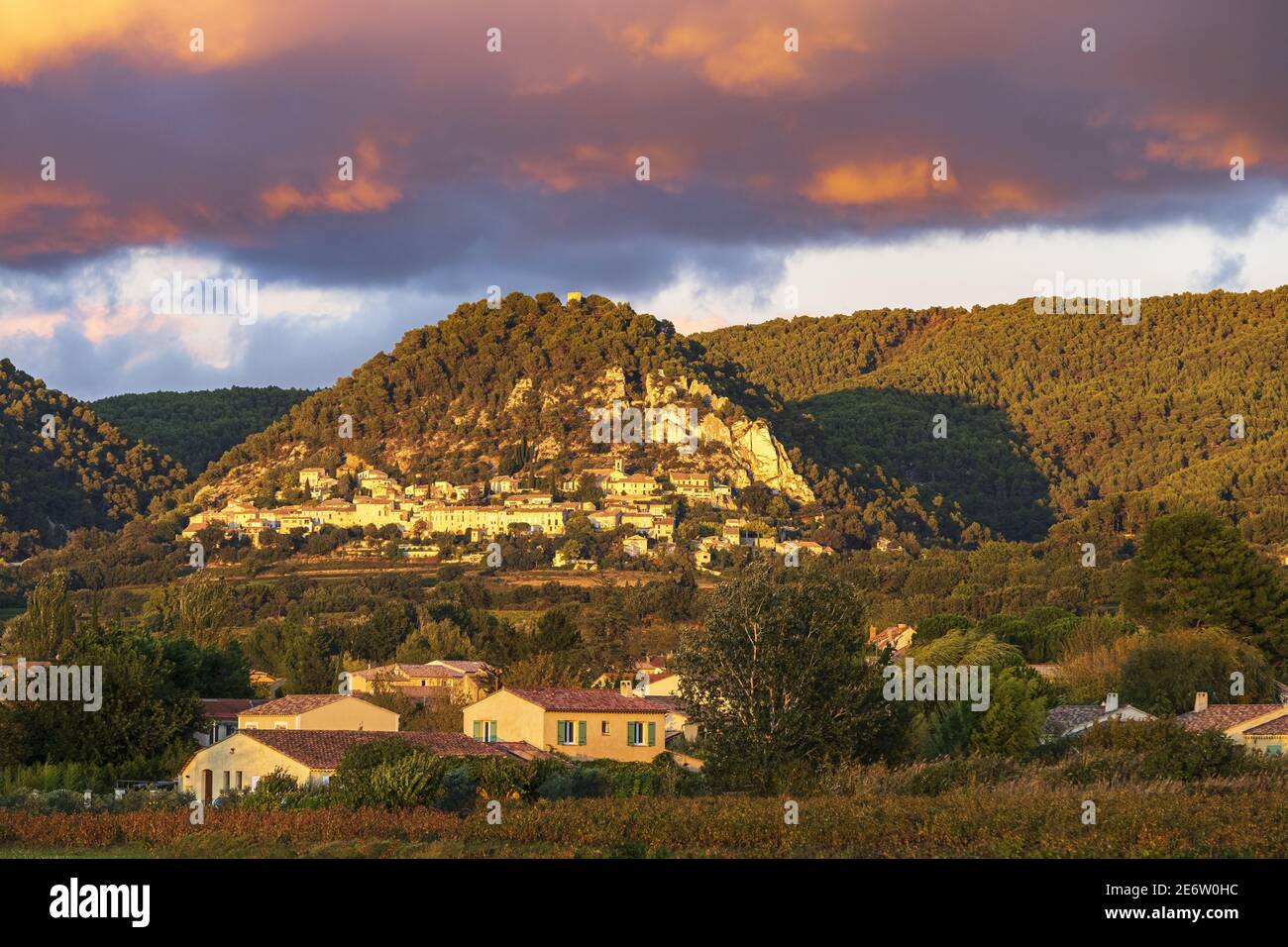 France, Vaucluse, the medieval village of Seguret, labelled Les Plus ...