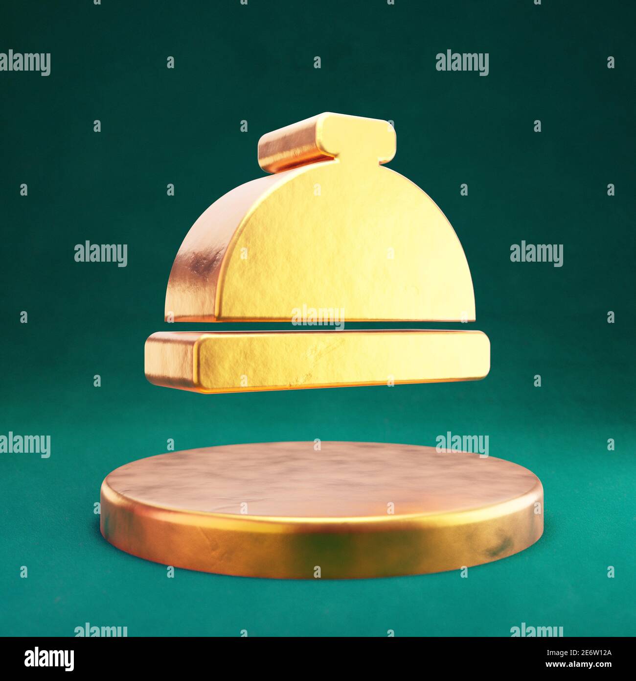 Concierge Bell icon. Fortuna Gold Concierge Bell symbol on golden ...