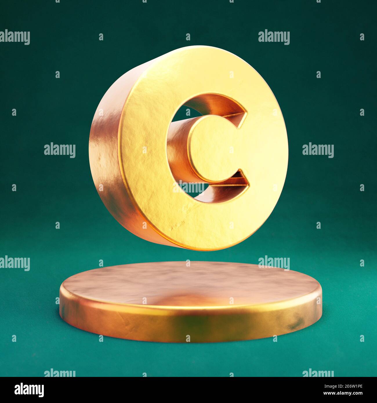 Copyright icon. Fortuna Gold Copyright symbol on golden podium Stock ...