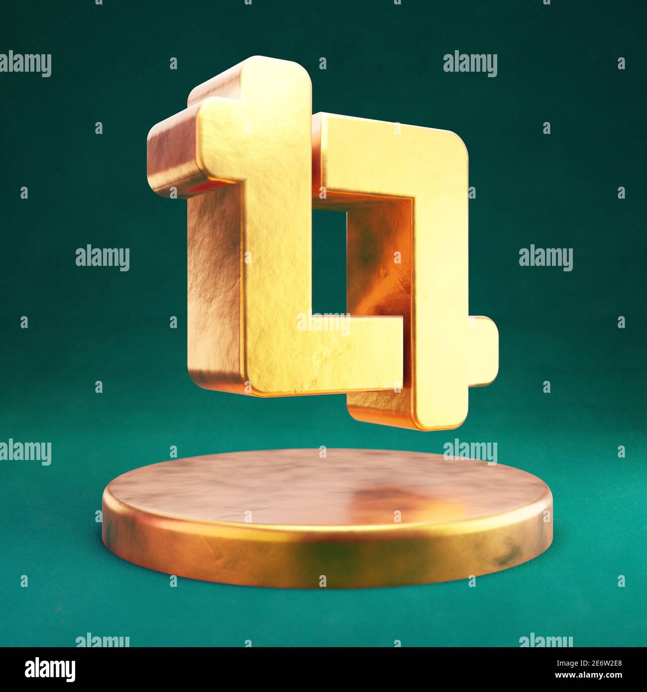 Crop icon. Fortuna Gold Crop symbol on golden podium Stock Photo - Alamy