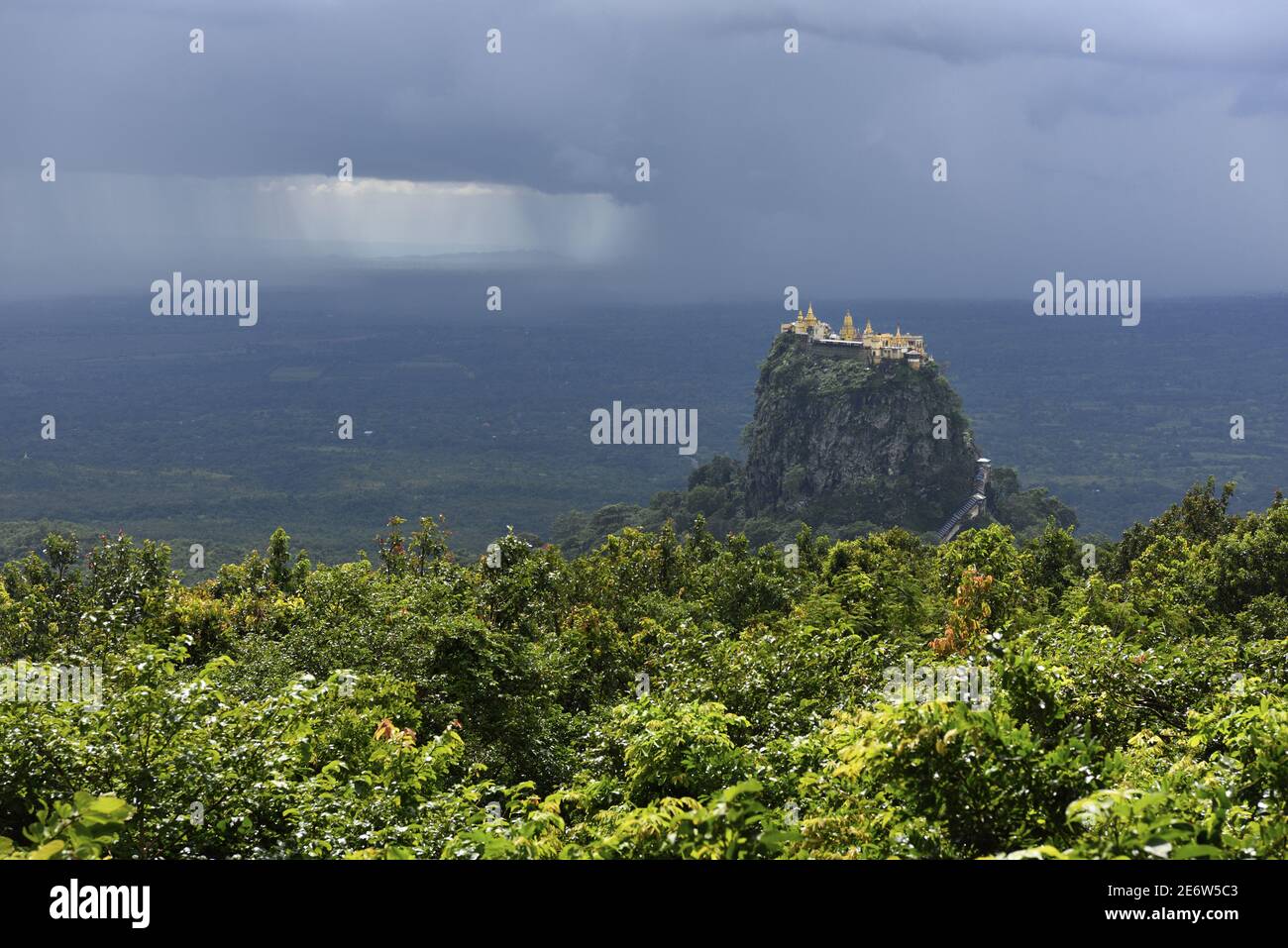 Myanmar (Burma), Mandalay region, Monsoon rain on Mount Popa Stock ...