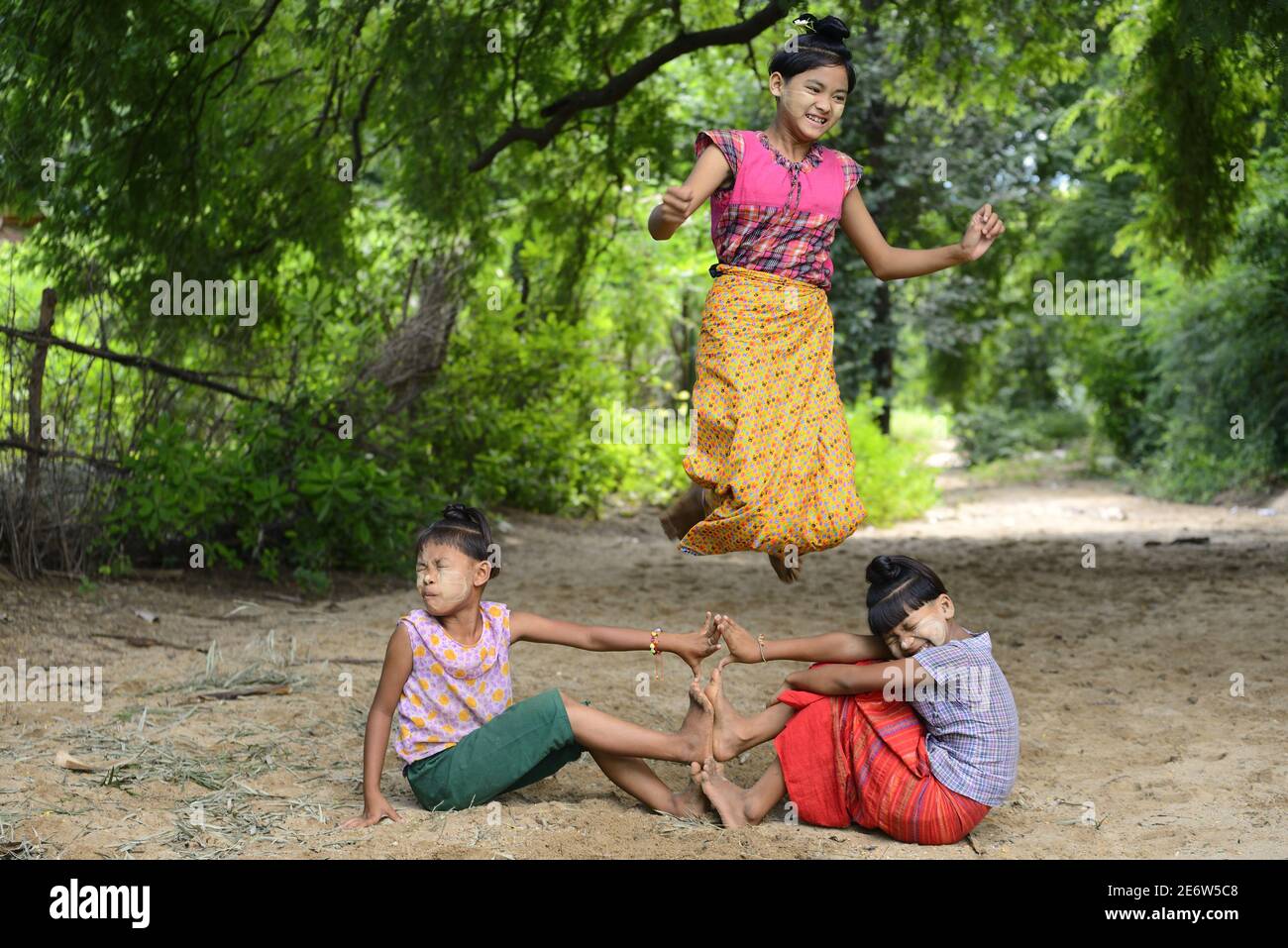 Myanmar (Burma), Bagan region, Set Setyo village, Children at play ...