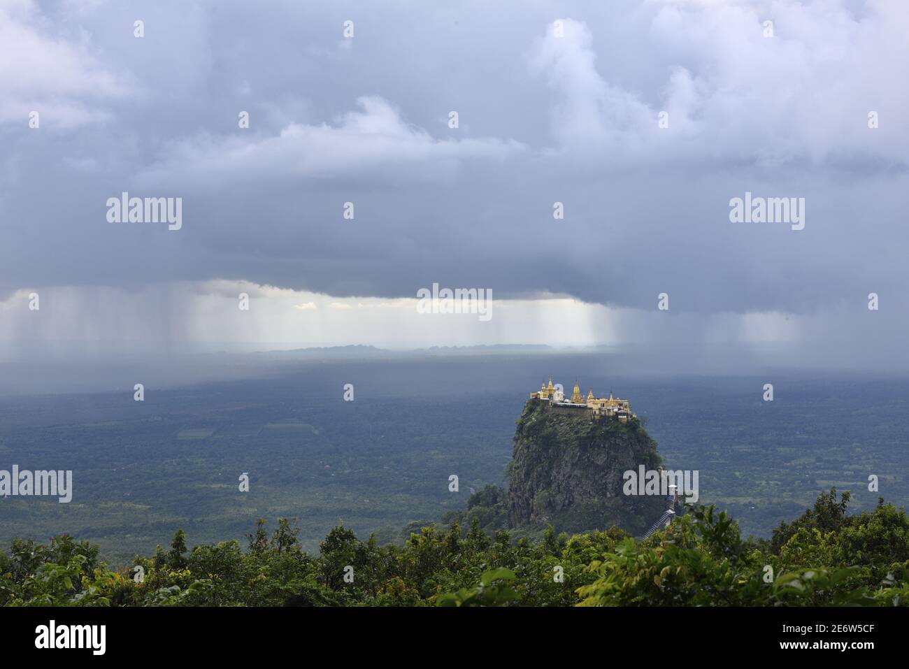 Myanmar (Burma), Mandalay region, Monsoon rain on Mount Popa Stock ...