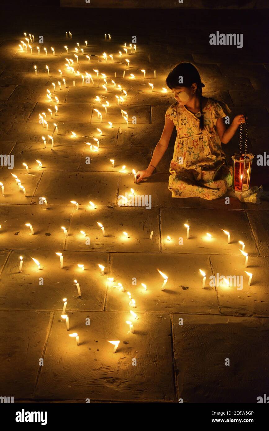 Myanmar (Burma), Bagan, Ananda temple, Thadingyut festival of lights ...