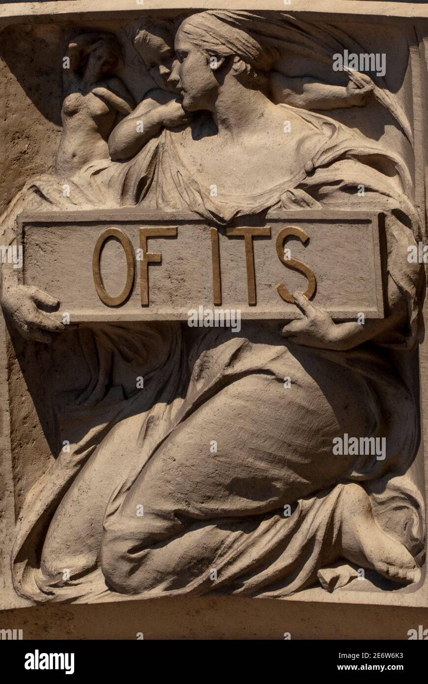A panel above the entrance to the V&A, carved by Alfred Drury; The ...