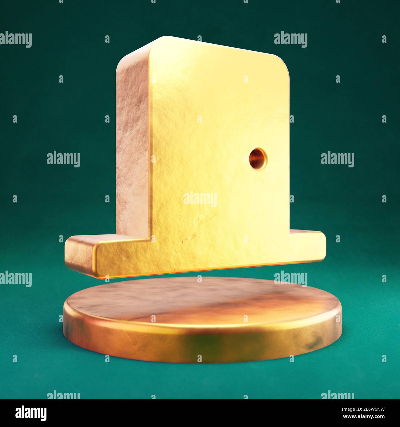 Door Closed icon. Fortuna Gold Door Closed symbol on golden podium ...
