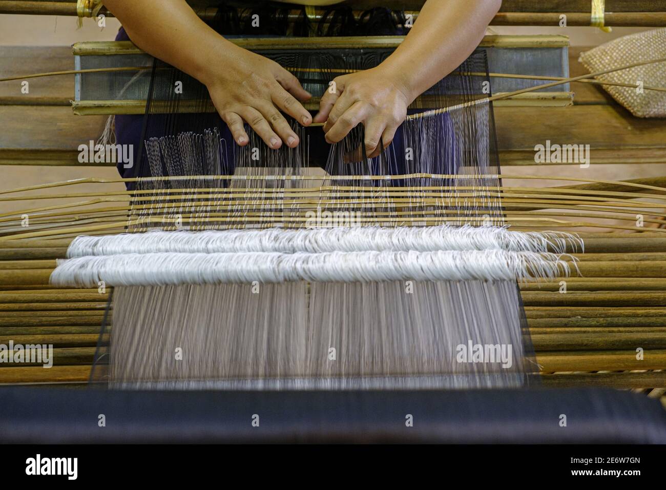 Cambodia, handicraft, silk work, weaving Stock Photo - Alamy