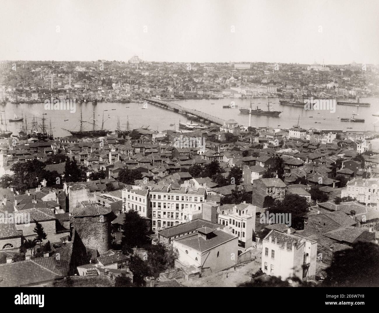 Vintage 19th century photograph: view of Constantinople, Istanbul ...