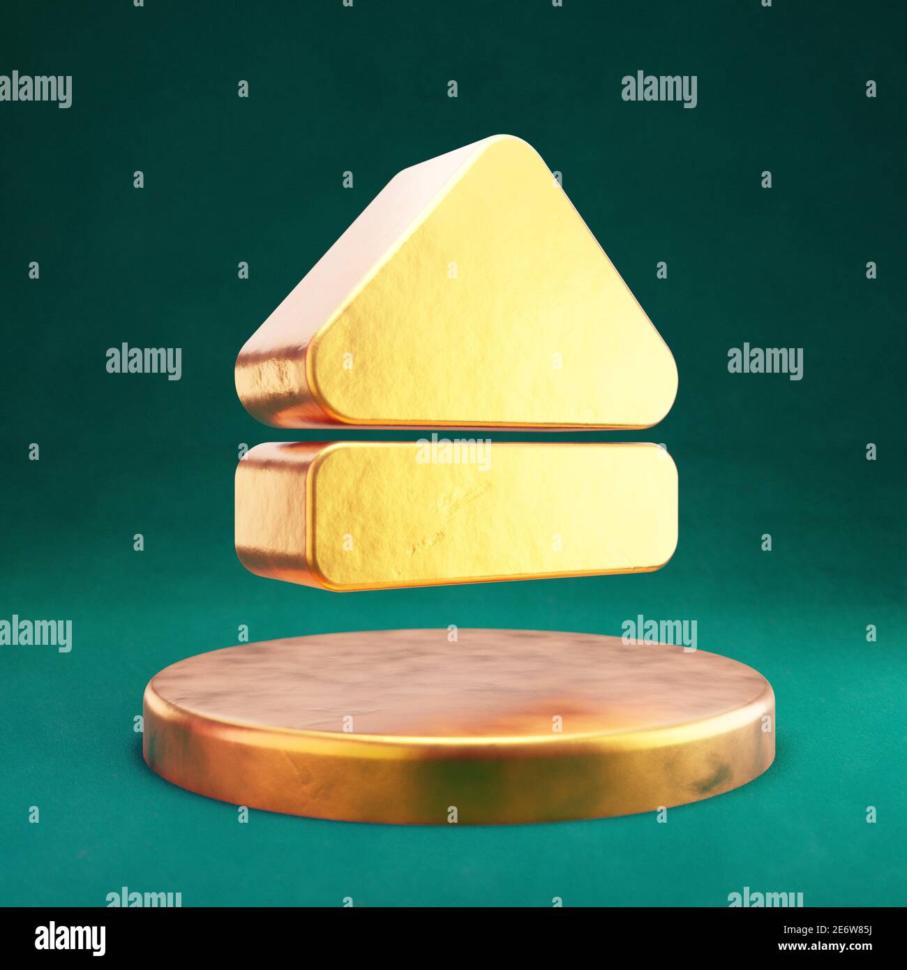 Eject icon. Fortuna Gold Eject symbol on golden podium Stock Photo - Alamy