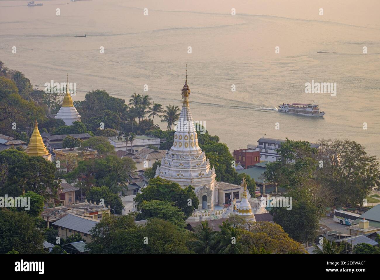 Myanmar (Burma), Mandalay, old city of Sagaing, on the banks of the ...