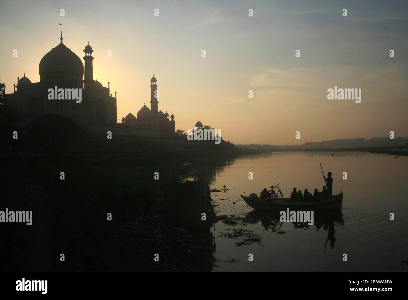Taj Mahal River Sunset Boat High Resolution Stock Photography and ...