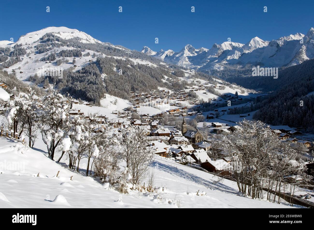 France, Haute Savoie, massif des Aravis, Grand Bornand, general view of ...