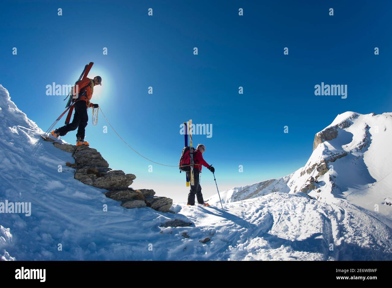 France, Haute Savoie, massif des Fiz, Flaine, a ski tour at the head of ...