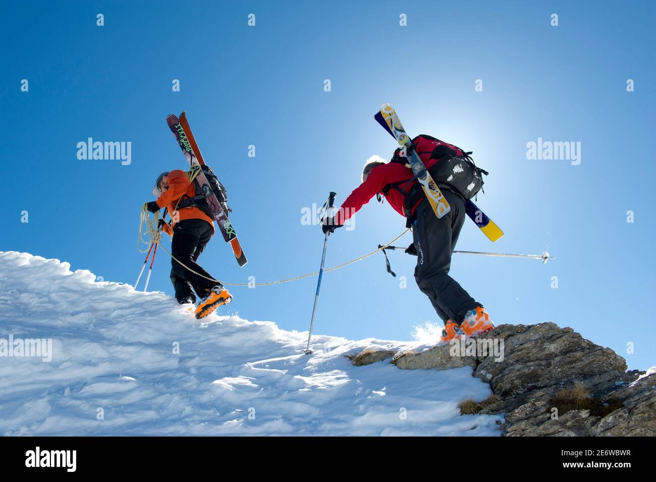 France, Haute Savoie, massif des Fiz, Flaine, a ski tour at the head of ...