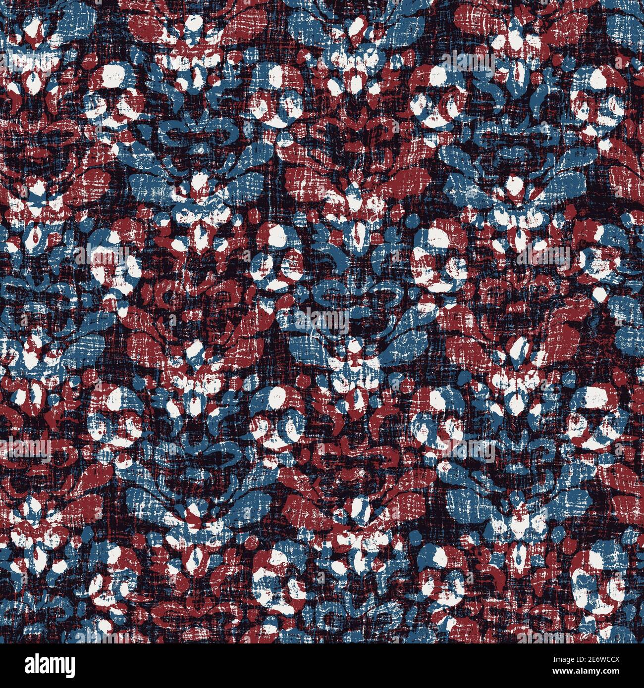 Seamless damask pattern in red blue black white Stock Photo - Alamy