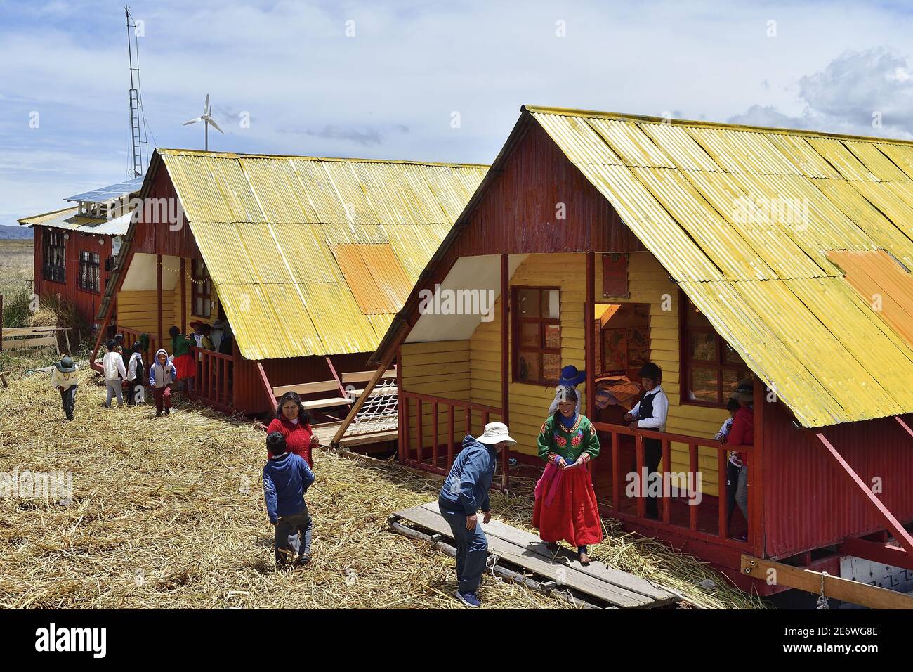 Peru, Lake Titicaca, Uros Islands, school Stock Photo - Alamy