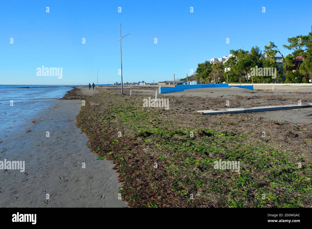 Winter on a popular beach in Grado, Friuli-Venezia Giulia, north east ...