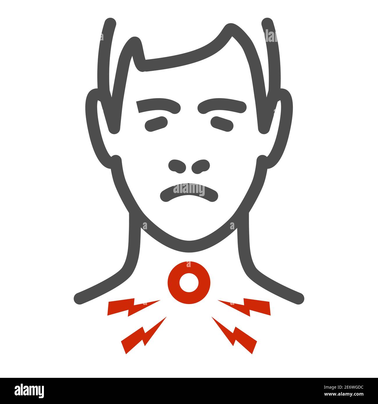 Sore throat line icon, healthcare concept, Man feel pain in throat sign ...