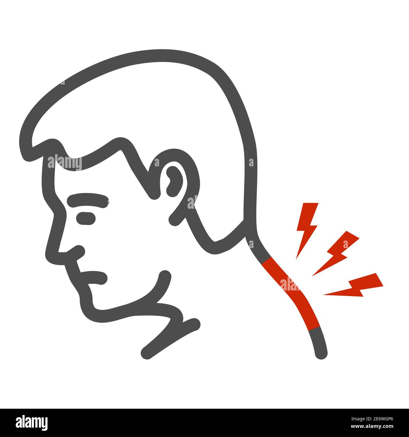 Neck pain line icon, Body pain concept, Man suffering from neck ache ...
