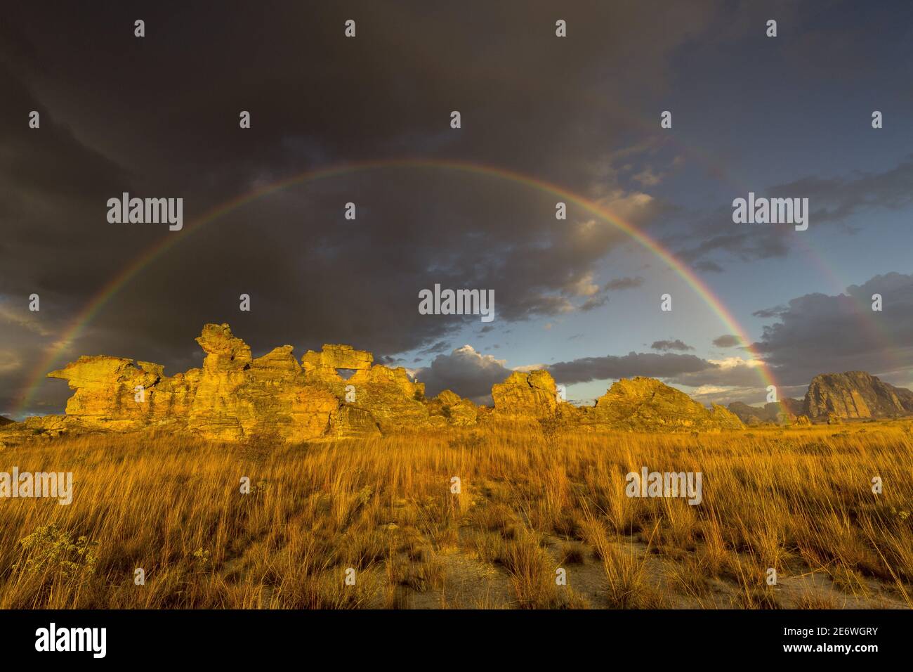 Madagascar, Ihorombe region, Isalo National Park, the Isalo window ...