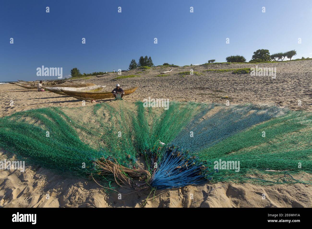 Madagascar, Vatovavy-Fitovinany region, Manakara, pirogue and fisherman ...