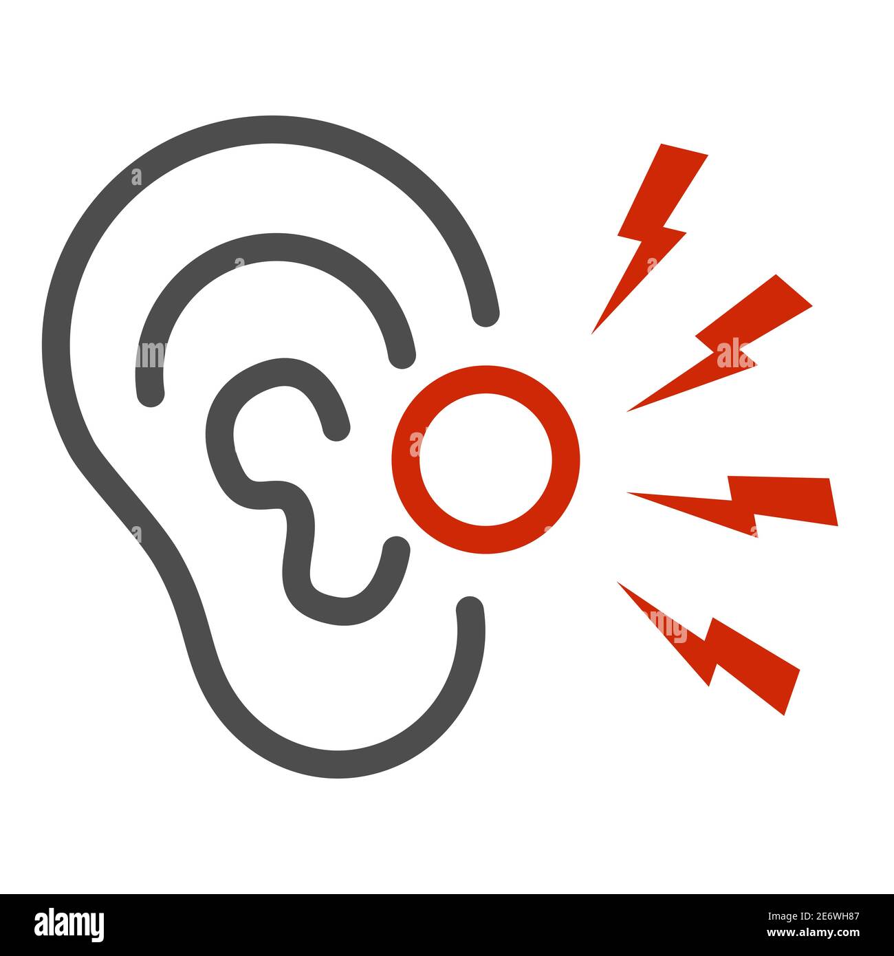 Ear pain line icon, illness and injury concept, earache sign on white ...
