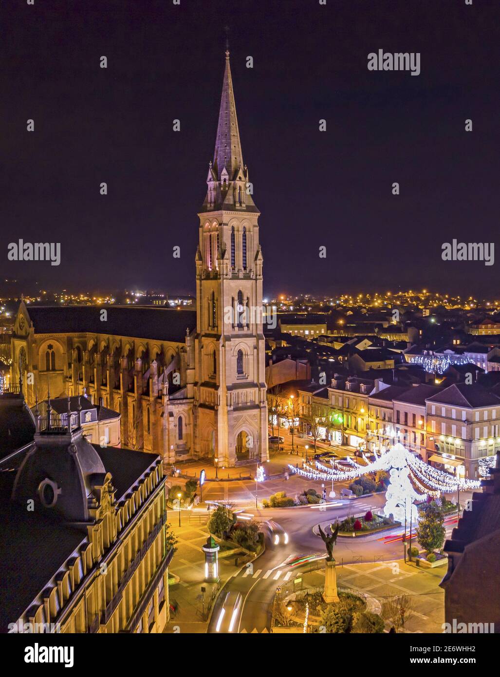France, Dordogne, Purple Perigord, Bergerac, Town of Bergerac, Night ...