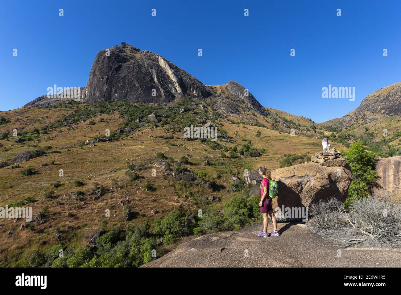 Madagascar, Haute Matsiatra region, Tsaranoro valley, top of Chameleon ...