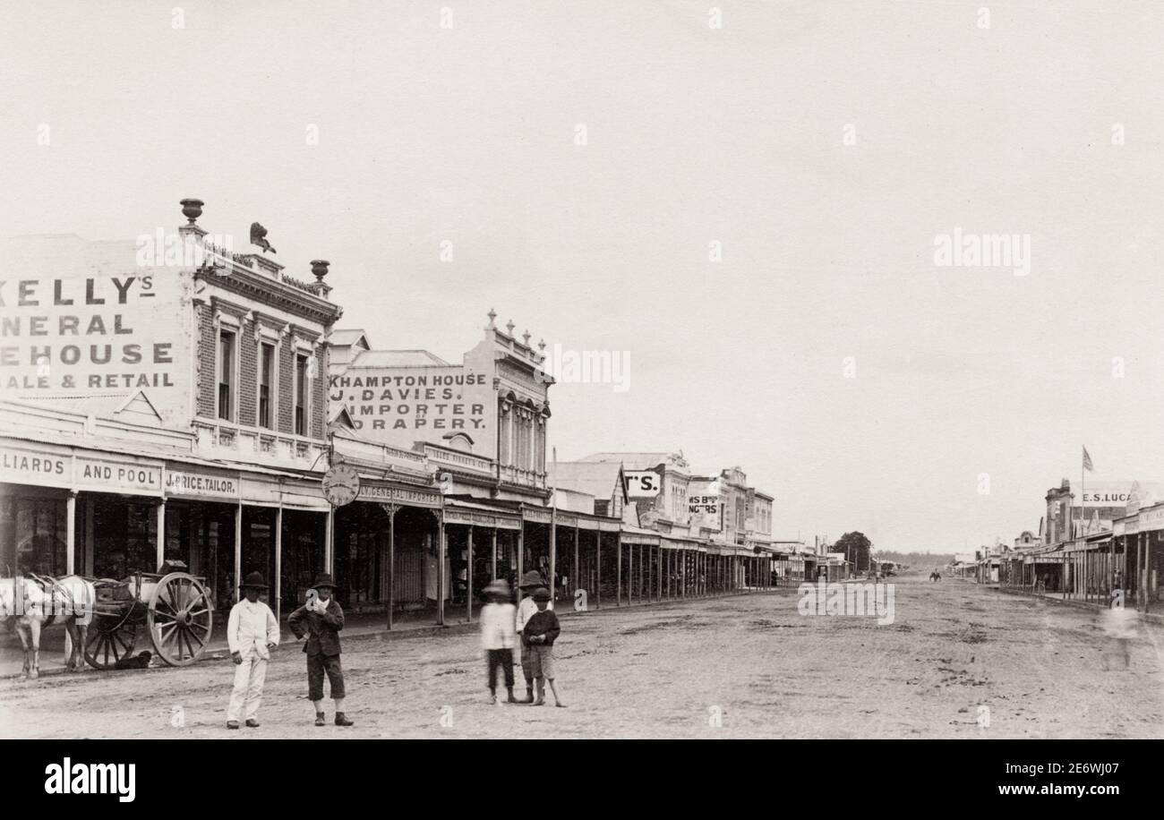 Vintage 19th century photograph: Main Street, Rockhampton, Australia ...