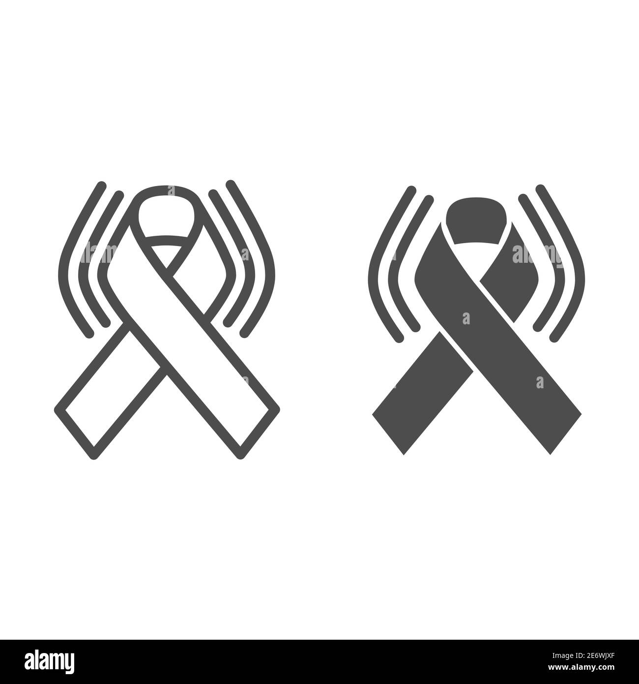 Awareness aids ribbon line and solid icon, Human rights and tolerance ...