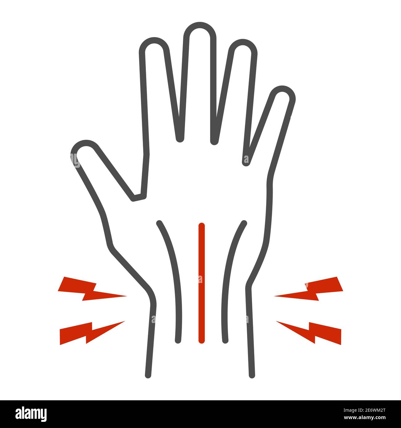 Pain in hand thin line icon, Body pain concept, injury in hand joint ...
