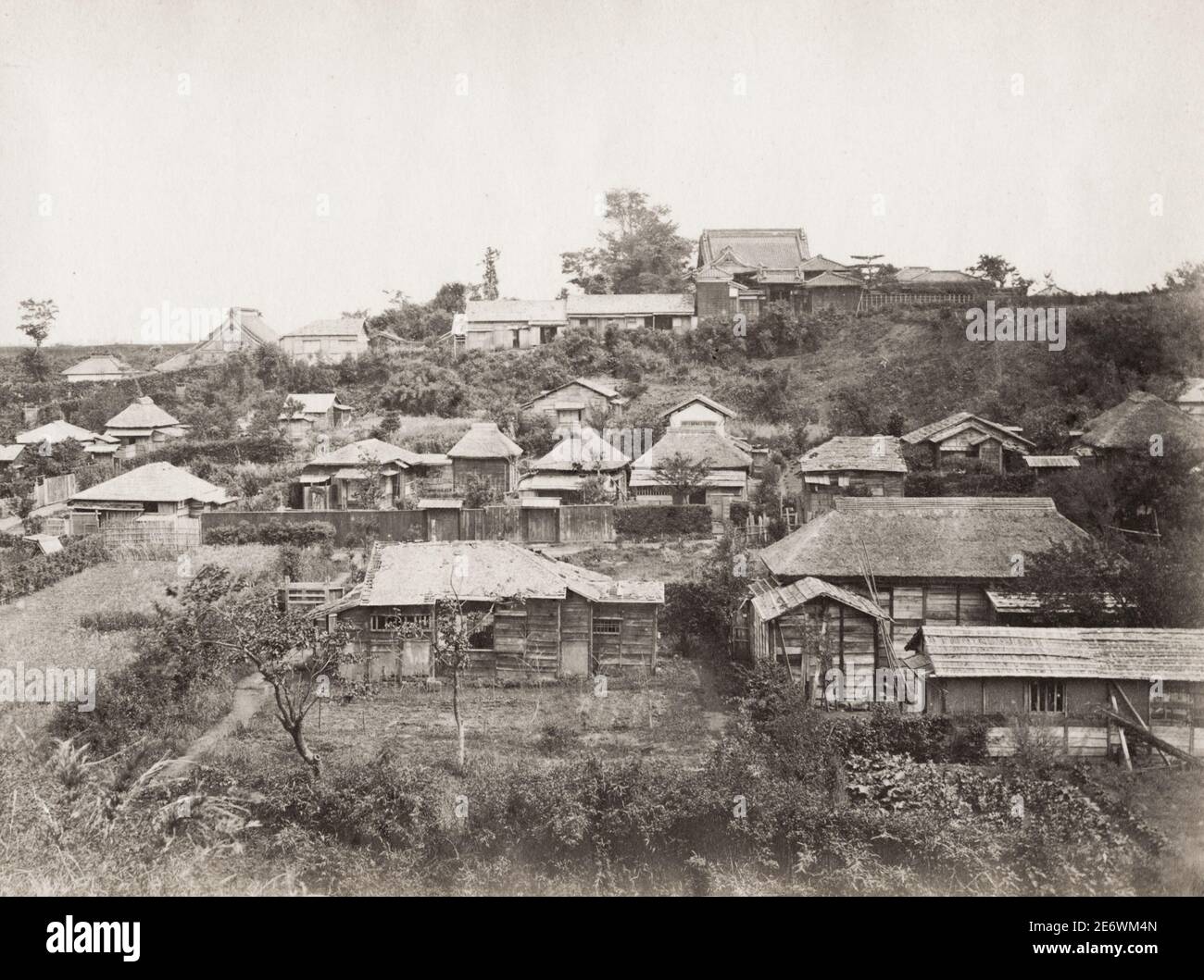 Vintage 19th century photograph: view from the Awoyama Road, Japan ...