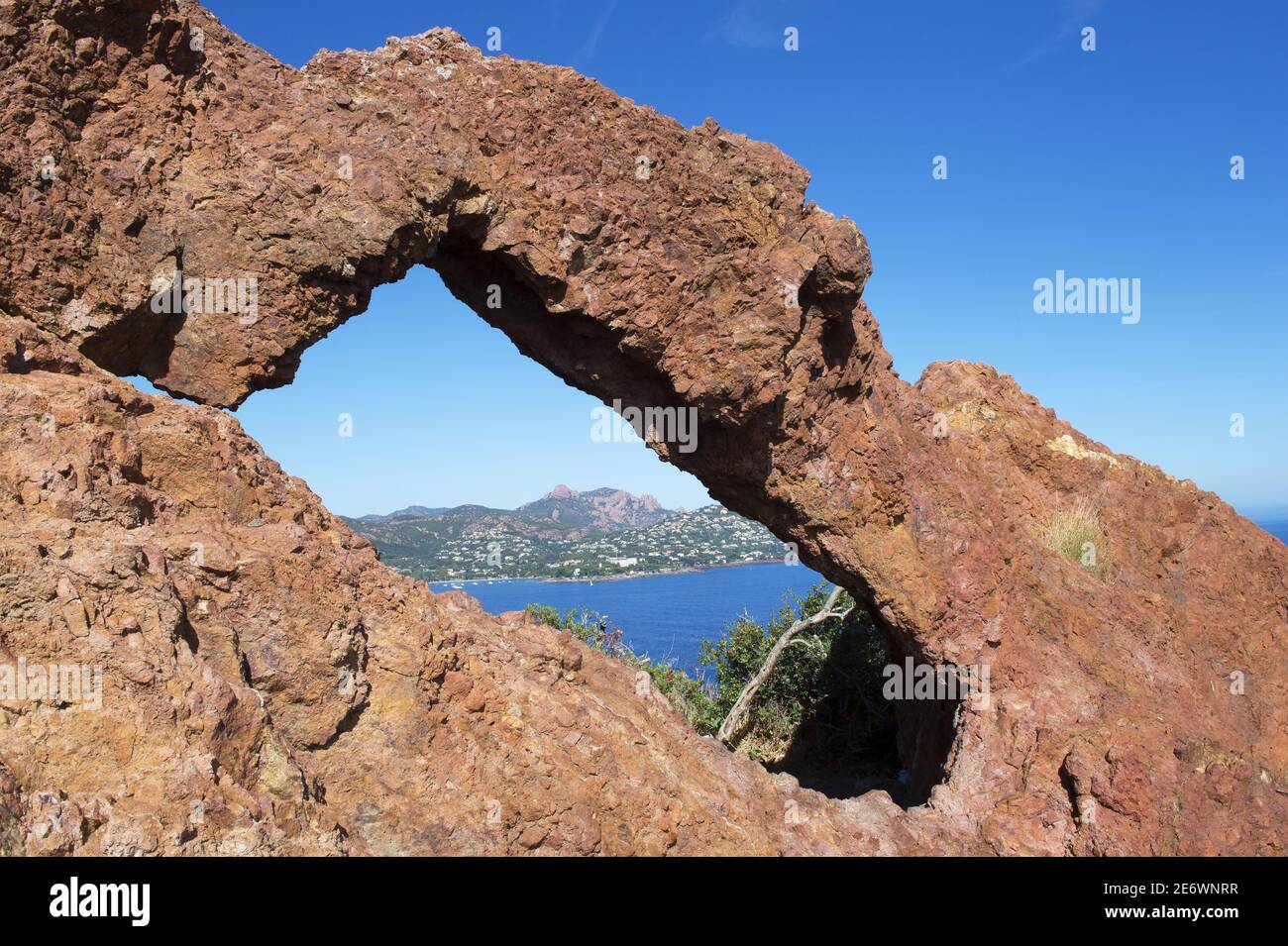 France, Var, Saint Raphael, hike around the rock of Dramont, a hole in ...