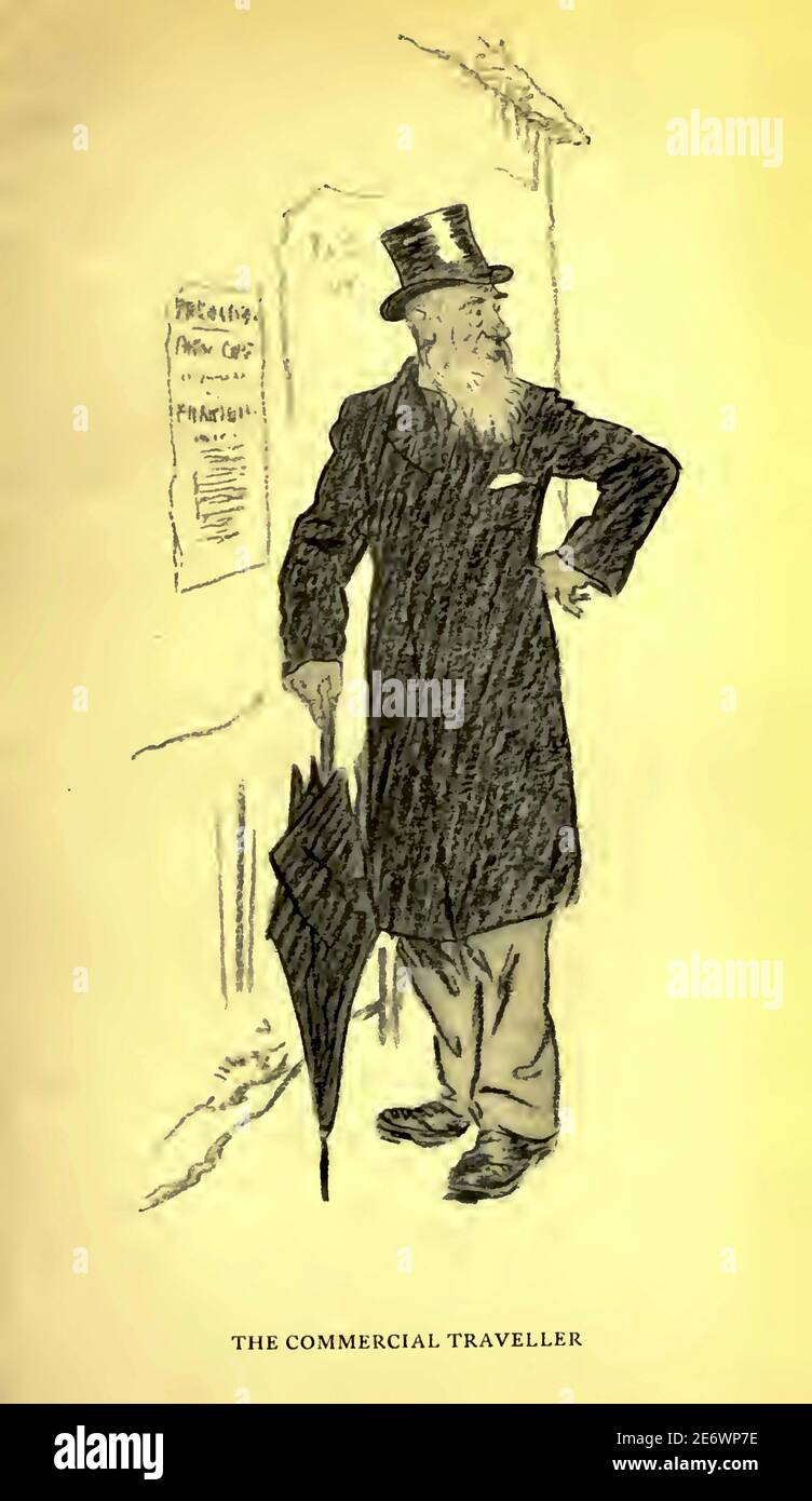 Vintage George Belcher illustration entitled The Commercial Traveller ...