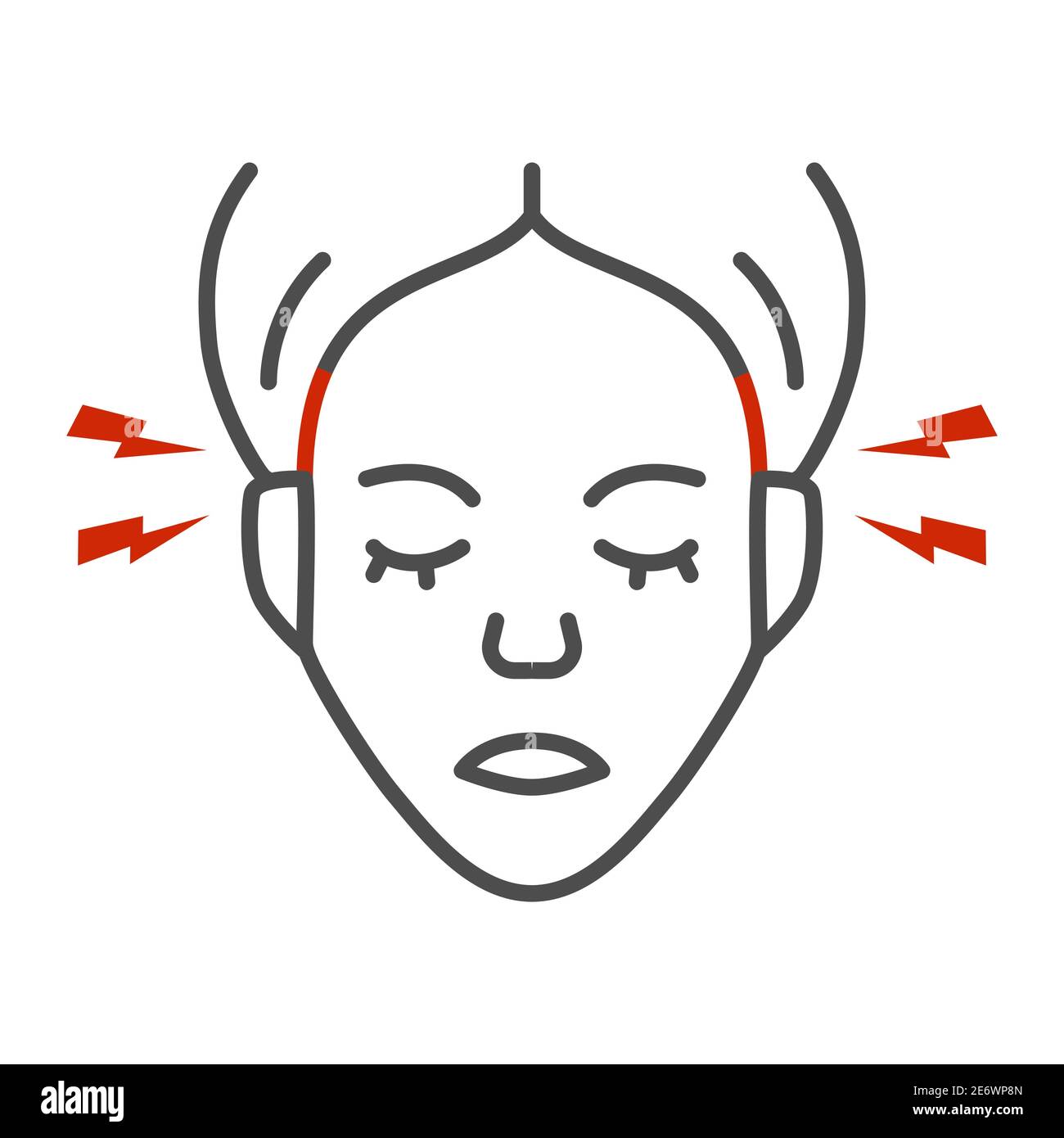 Temple pain thin line icon, healthcare concept, Migraine sign on white ...