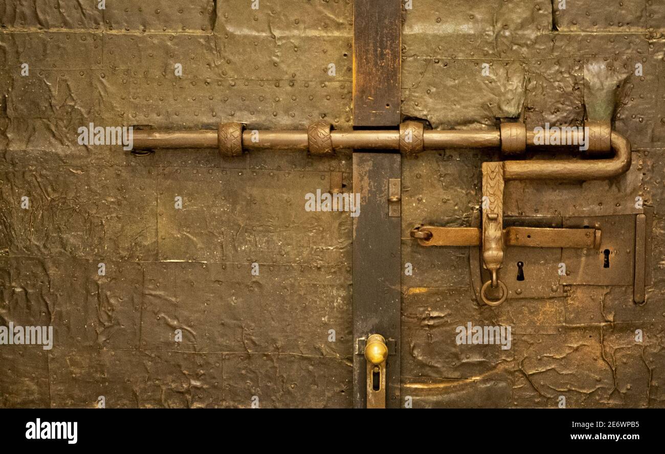 Lock on one of the main doors with bronze detail from St. Peter's ...
