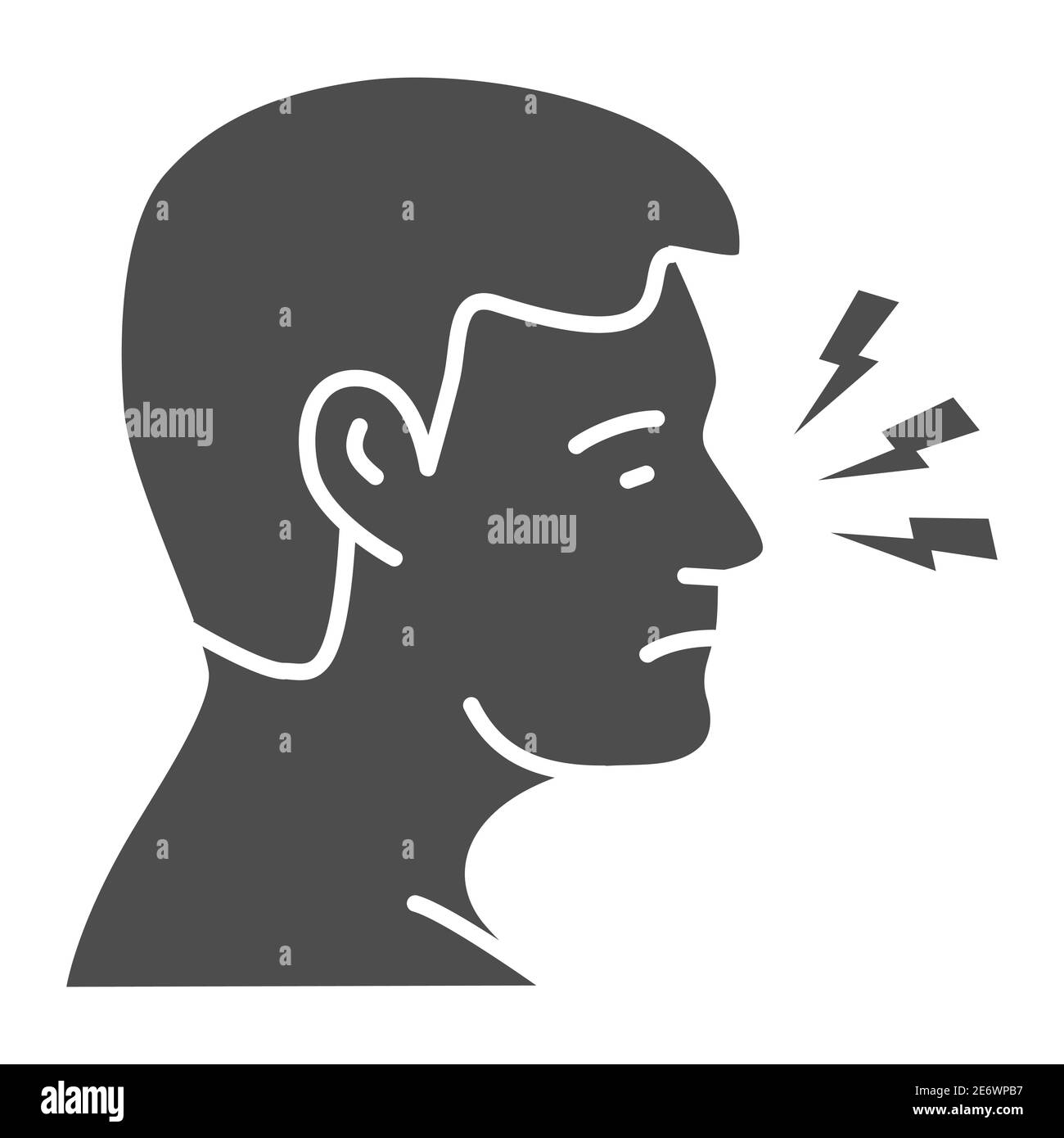 Nose hurts solid icon, Body pain concept, human nose with lightning ...