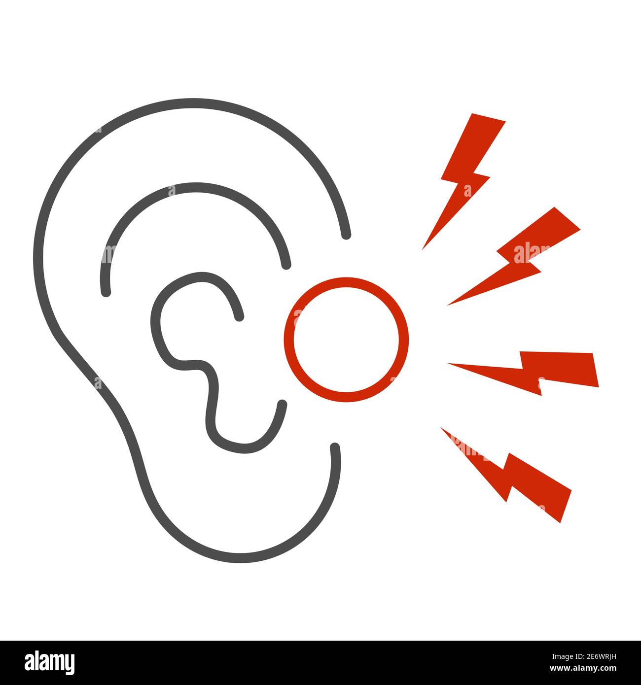 Ear pain thin line icon, illness and injury concept, earache sign on ...