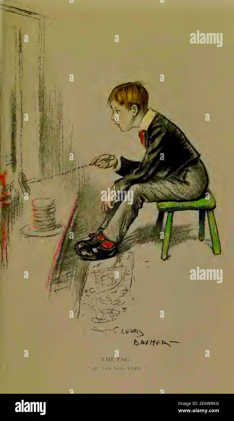Lewis Baumer illustration entitled The Fag-sic vos non vobis. Schoolboy ...