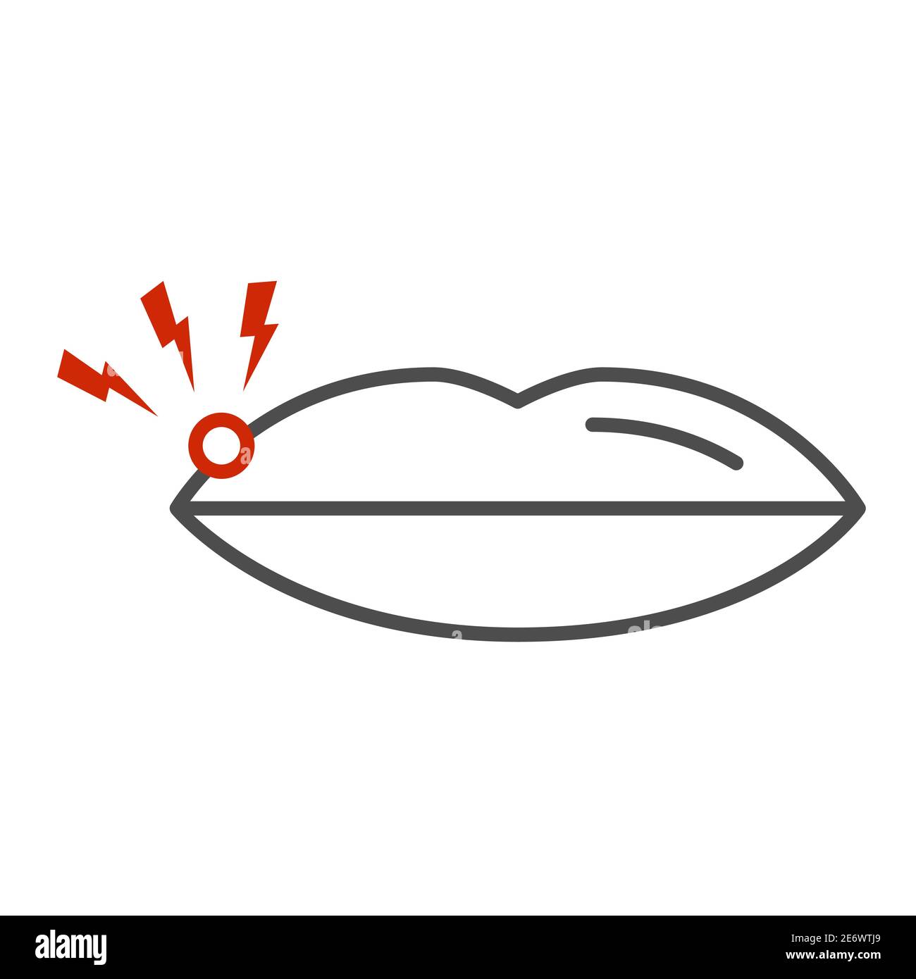 Lips with herpes thin line icon, healthcare concept, mouth sores sign ...