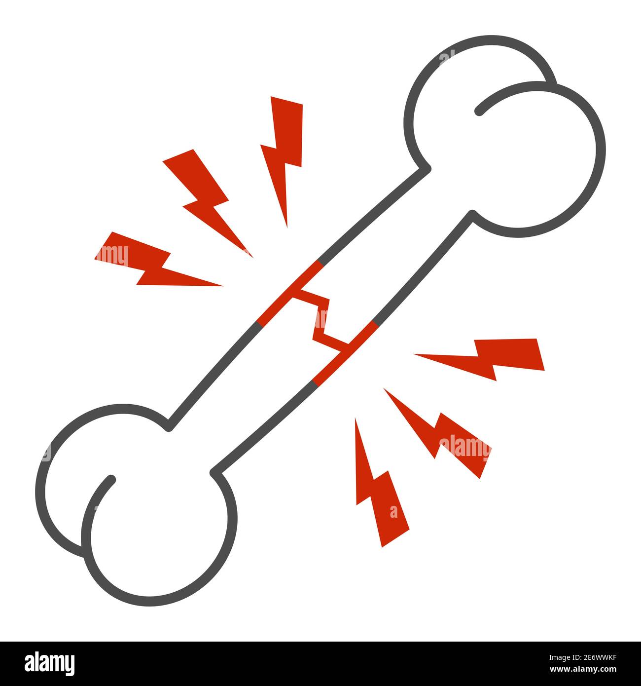 Broken bone hurts thin line icon, Healthcare concept, Bone fracture ...