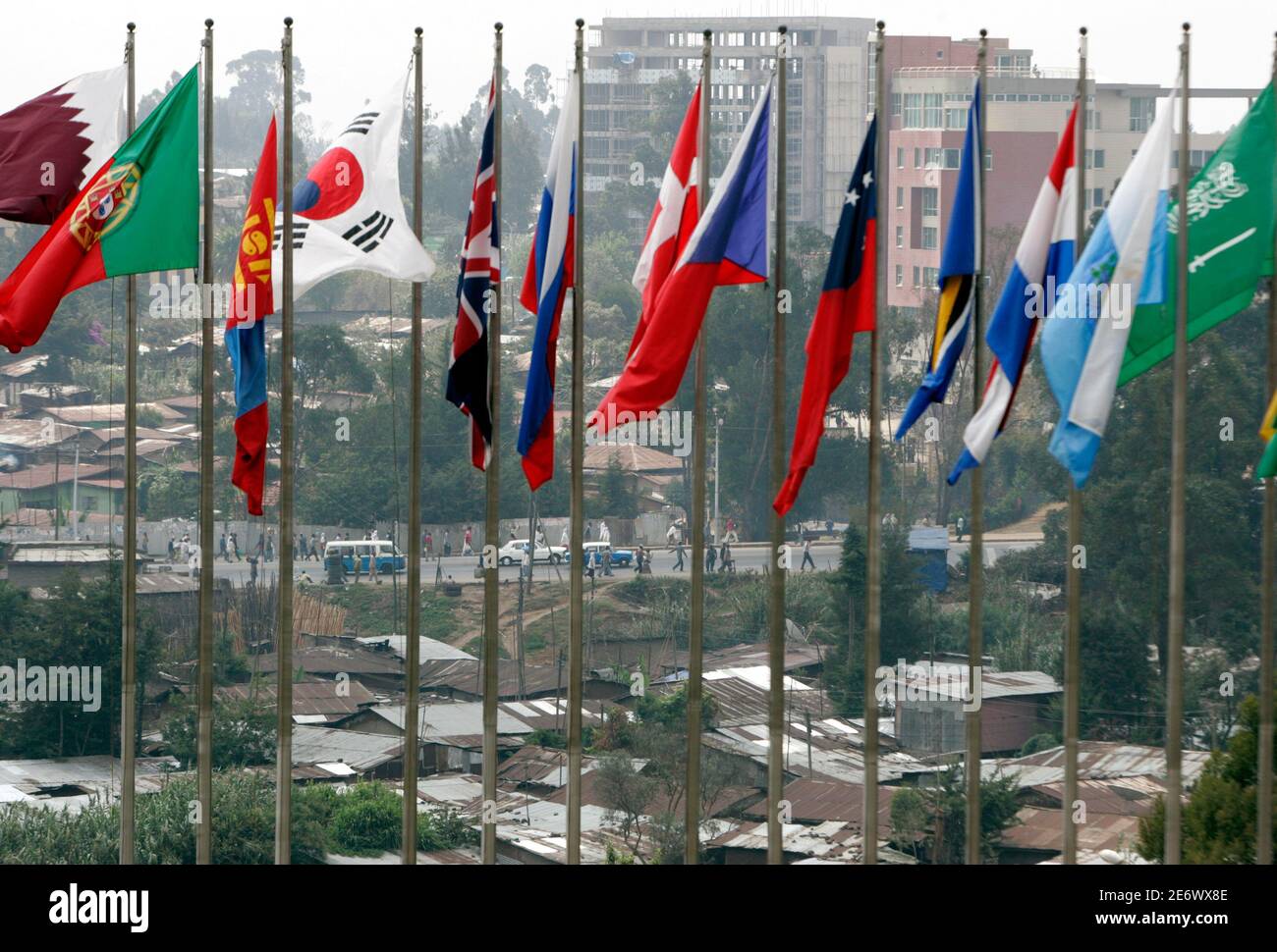 United nations flag on united nations summit hi-res stock photography ...