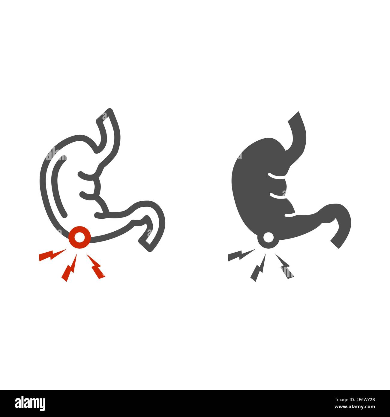 Gastric pain line and solid icon, Health problems concept, stomach ache ...