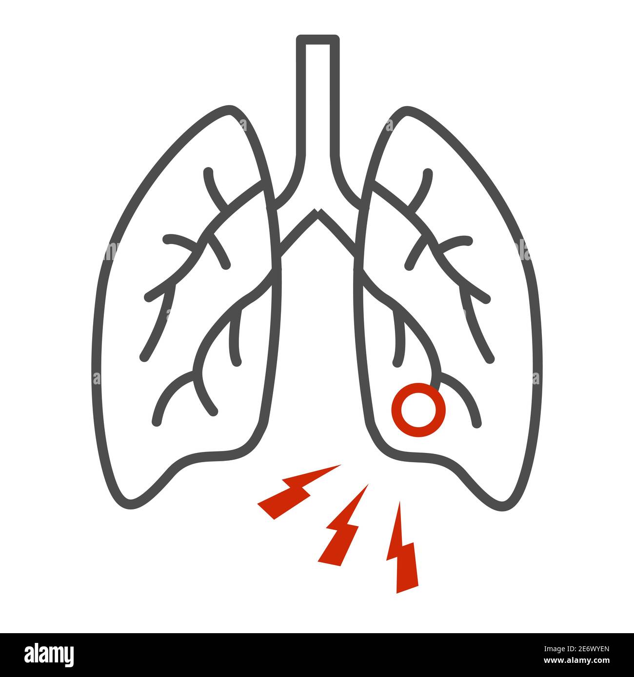 Lung infection thin line icon, Health problems concept, pneumonia sign ...
