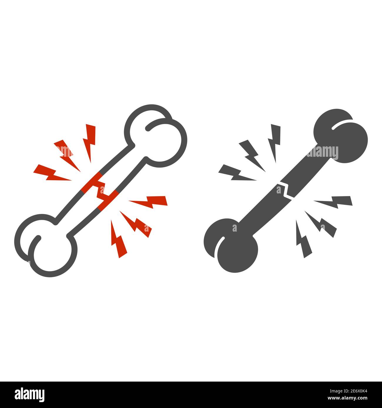 Broken bone hurts line and solid icon, Healthcare concept, Bone ...