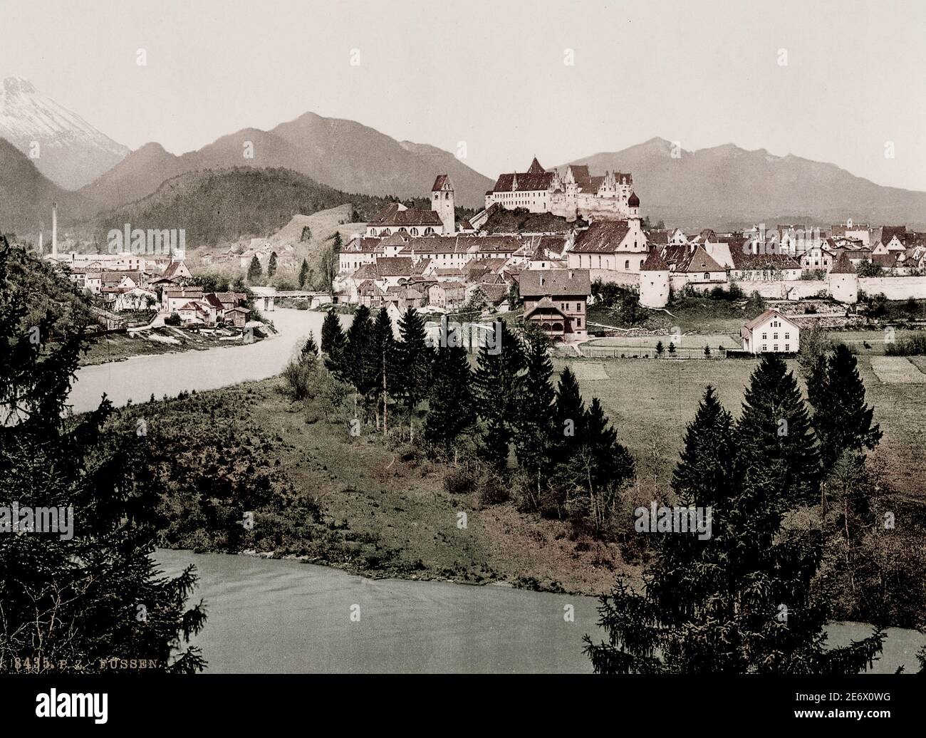 Vintage 19th century / 1900 photograph: Füssen, a Bavarian town in ...