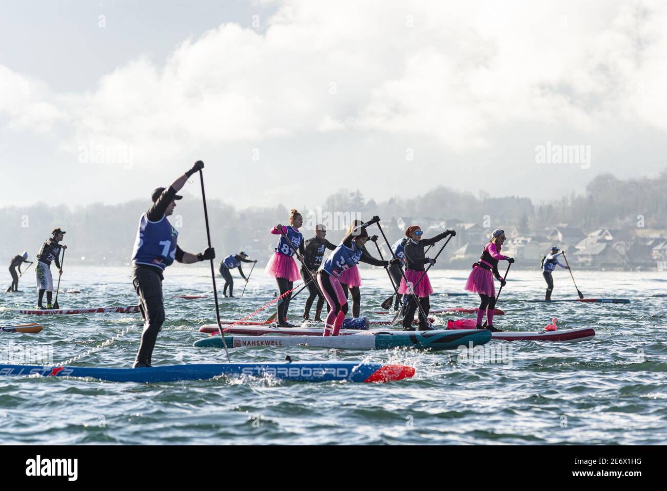 France, Haute Savoie, Talloires, Lake Annecy, Glagla Race 2020, winter ...